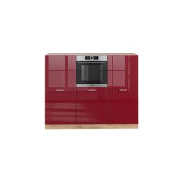 VICCO K&uuml;chenzeile K&uuml;chenblock Einbauk&uuml;che R-Line Eiche Bordeaux Hochglanz Backofen
