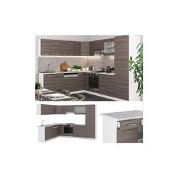 VICCO K&Uuml;CHENZEILE R-LINE ECKK&Uuml;CHE WINKEL K&Uuml;CHE EINBAUK&Uuml;CHE EDELGRAU