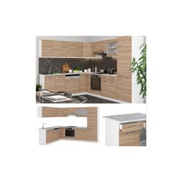 VICCO K&Uuml;CHENZEILE R-LINE ECKK&Uuml;CHE WINKEL K&Uuml;CHE EINBAUK&Uuml;CHE SONOMA EICHE
