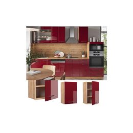 VICCO H&auml;ngeschrank K&uuml;chenschrank K&uuml;chenm&ouml;bel Fame-Line Eiche Rot Bordeaux modern 45 cm K&uuml;che Einbauk&uuml;che H&auml;ngeschrank Dreht&uuml;r Einlegeboden K&uuml;chenzeile Hochglanz