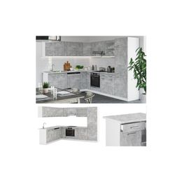 VICCO K&Uuml;CHENZEILE R-LINE ECKK&Uuml;CHE WINKEL K&Uuml;CHE EINBAU BETON MIT ARBEITSPLATTEN