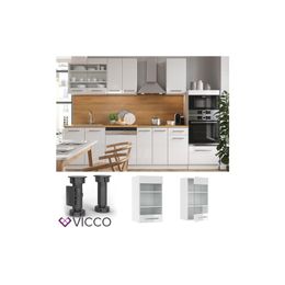 VICCO Hängeglasschrank 40 cm Weiß Küchenzeile Unterschrank Fame