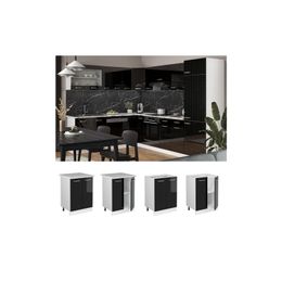 VICCO Unterschrank Küchenschrank R-Line Solid Weiß Schwarz 60 cm modern Arbeitsplatte
