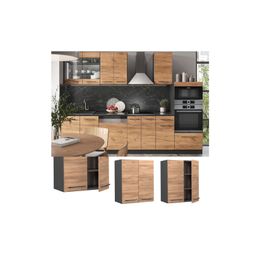 VICCO H&auml;ngeschrank K&uuml;chenschrank K&uuml;chenm&ouml;bel Fame-Line Anthrazit Eiche modern 60 cm K&uuml;che Einbauk&uuml;che H&auml;ngeschrank Dreht&uuml;r Einlegeboden K&uuml;chenzeile
