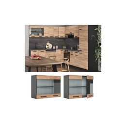 VICCO K&uuml;chenschrank H&auml;ngeschrank H&auml;ngeglasschrank 80 cm R-Line Anthrazit