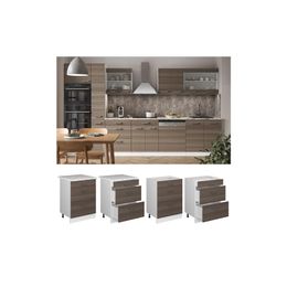 VICCO Schubladenunterschrank K&uuml;chenschrank K&uuml;chenzeile R-Line 60 cm Wei&szlig; Edelgrau Schublade