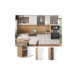 VICCO H&auml;ngeschrank K&uuml;chenschrank K&uuml;chenm&ouml;bel Fame-Line Eiche Wei&szlig; modern 40 cm K&uuml;che Einbauk&uuml;che H&auml;ngeschrank Dreht&uuml;r Einlegeboden K&uuml;chenzeile Hochglanz