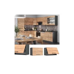 VICCO Hängeschrank Küchenschrank Küchenmöbel Fame-Line Anthrazit Eiche modern 60 cm Küche Einbauküche Hängeschrank Klapptür Dunstabzugshaube Küchenzeile