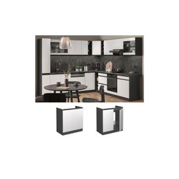 VICCO Sp&uuml;lenunterschrank K&uuml;chenschrank K&uuml;chenm&ouml;bel R-Line J-Shape Anthrazit Wei&szlig; 80 cm modern