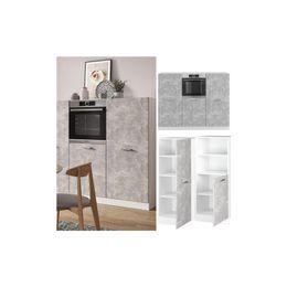 VICCO K&uuml;chenzeile K&uuml;chenblock Einbauk&uuml;che R-Line Wei&szlig; Beton Backofen K&uuml;chenschrank