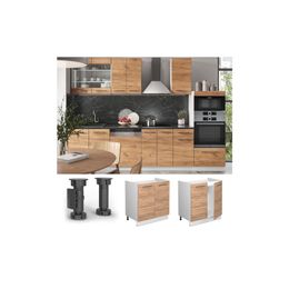 VICCO Sp&uuml;lenunterschrank K&uuml;chenschrank K&uuml;chenm&ouml;bel Fame-Line Wei&szlig; Eiche modern 80 cm K&uuml;che Einbauk&uuml;che Dreht&uuml;r Siphonausschnitt Blende K&uuml;chenzeile