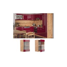 VICCO H&auml;ngeglasschrank K&uuml;chenschrank K&uuml;chenzeile R-Line 40 cm Goldkraft Bordeaux