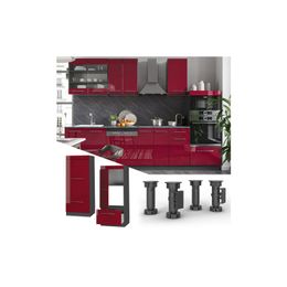 VICCO Mikrowellenumbauschrank K&uuml;chenschrank K&uuml;chenm&ouml;bel Fame-Line Anthrazit Bordeaux Rot 60 cm modern Hochglanz K&uuml;che Einbauk&uuml;che Blende Hochschrank Schublade Mikrowelle Backofen K&uuml;chenzeile