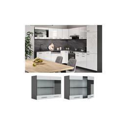 VICCO K&uuml;chenschrank H&auml;ngeschrank H&auml;ngeglasschrank 80 cm R-Line Anthrazit