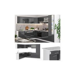 VICCO K&Uuml;CHENZEILE R-LINE ECKK&Uuml;CHE WINKEL K&Uuml;CHE EINBAUK&Uuml;CHE ANTHRAZIT HOCHGLANZ