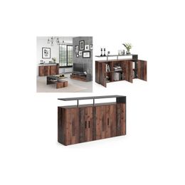 VICCO Sideboard Kommode Highborad Amato 1 Ablage 3 T&uuml;ren Anthrazit Old Style
