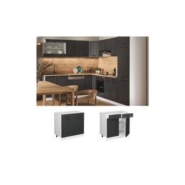 VICCO Schubunterschrank K&uuml;chenschrank K&uuml;chenzeile Landhaus R-Line 80 cm Wei&szlig;-Anthrazit