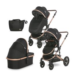 Lorelli Kombikinderwagen Boston 2 in 1 Sportsitz Babywanne Mückennetz bis 22 kg schwarz