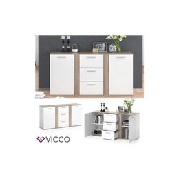 VICCO Sideboard NOVELLI Highboard wei&szlig; sonoma Kommode Anrichte Schrank 2 T&uuml;ren