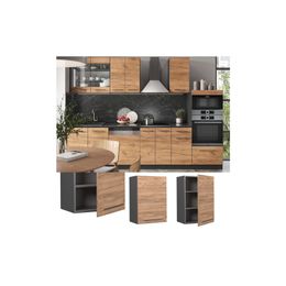 VICCO H&auml;ngeschrank K&uuml;chenschrank K&uuml;chenm&ouml;bel Fame-Line Anthrazit Eiche modern 50 cm K&uuml;che Einbauk&uuml;che H&auml;ngeschrank Dreht&uuml;r Einlegeboden K&uuml;chenzeile