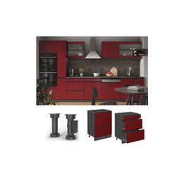 VICCO Schubladenunterschrank K&uuml;chenschrank K&uuml;chenm&ouml;bel R-Line J-Shape Anthrazit Rot 60 cm modern