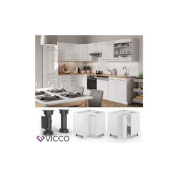 VICCO Eckunterschrank 87 cm Wei&szlig; K&uuml;chenzeile Unterschrank Fame