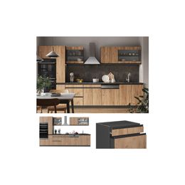 VICCO K&uuml;chenzeile K&uuml;chenblock Einbauk&uuml;che R-Line J-Shape Anthrazit Eiche 350 cm modern K&uuml;chenschr&auml;nke K&uuml;chenm&ouml;bel