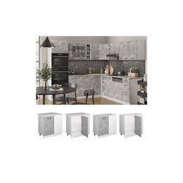 VICCO Eckunterschrank K&uuml;chenschrank K&uuml;chenzeile R-Line 86 cm Wei&szlig; Beton T&uuml;r Arbeitsplatte