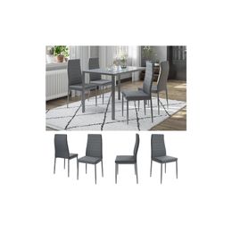 VICCO Esszimmerstuhl "Grand Metall" Grau, 42,5 x 96 x 48 cm, 4-teilig, Hochlehner, modern