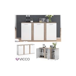 VICCO Sideboard NOVELLI Highboard wei&szlig; sonoma Kommode Anrichte Schrank 3 T&uuml;ren