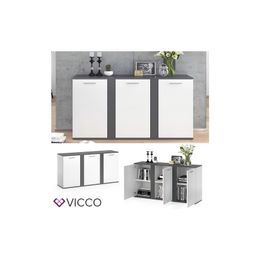 VICCO Sideboard NOVELLI Highboard wei&szlig; anthrazit Kommode Anrichte 3 T&uuml;ren