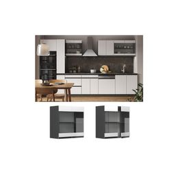 VICCO Glash&auml;ngeschrank K&uuml;chenschrank K&uuml;chenm&ouml;bel R-Line J-Shape Anthrazit Wei&szlig; 60 cm modern