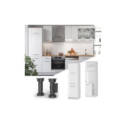 VICCO Herdumbauschrank K&uuml;chenschrank K&uuml;chenm&ouml;bel Fame-Line Wei&szlig; 60 cm modern Hochglanz K&uuml;che Einbauk&uuml;che Blende Herdschrank Hochschrank K&uuml;chenzeile Dreht&uuml;r Einlegeboden