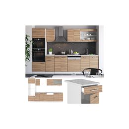 VICCO K&Uuml;CHE R-LINE 300 CM K&Uuml;CHENZEILE K&Uuml;CHENBLOCK EINBAUK&Uuml;CHE &ndash; SONOMA EICHE