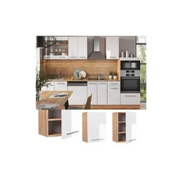 VICCO H&auml;ngeschrank K&uuml;chenschrank K&uuml;chenm&ouml;bel Fame-Line Eiche Wei&szlig; modern 50 cm K&uuml;che Einbauk&uuml;che H&auml;ngeschrank Dreht&uuml;r Einlegeboden K&uuml;chenzeile Hochglanz