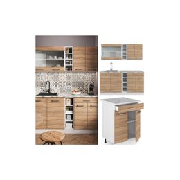 VICCO K&uuml;chenzeile K&uuml;chenblock Einbauk&uuml;che R-Line Single Wei&szlig; Sonoma Arbeitsplatte
