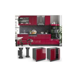 VICCO Unterschrank 80 cm Bordeaux Hochglanz K&uuml;chenschrank H&auml;ngeschrank K&uuml;chenzeile Fame-Line