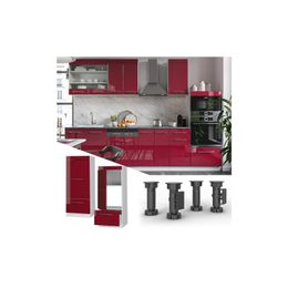 VICCO Mikrowellenumbauschrank K&uuml;chenschrank K&uuml;chenm&ouml;bel Fame-Line Wei&szlig; Bordeaux Rot 60 cm modern Hochglanz K&uuml;che Einbauk&uuml;che Blende Hochschrank Schublade Mikrowelle Backofen K&uuml;chenzeile
