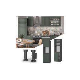 VICCO Herdumbauschrank K&uuml;chenschrank K&uuml;chenm&ouml;bel Fame-Line Landhaus Anthrazit Gr&uuml;n 60 cm Gold K&uuml;che Einbauk&uuml;che Blende Herdschrank Hochschrank K&uuml;chenzeile Dreht&uuml;r Einlegeboden
