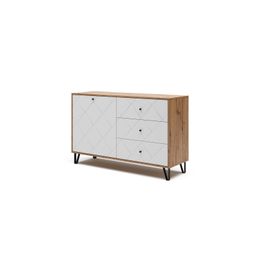 VICCO Sideboard Nizza 128 x 78 cm, Artisan Wei&szlig;, Wohnzimmerschrank