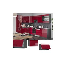 VICCO H&auml;ngeschrank 60cm (flach) Bordeaux Hochglanz K&uuml;chenschrank Dunstabzug K&uuml;chenzeile Fame-Line