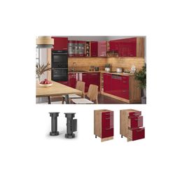 VICCO Schubladenunterschrank K&uuml;chenschrank K&uuml;chenzeile R-Line 40 cm Eiche Bordeaux Schublade