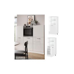 VICCO Backofenumbauschrank K&uuml;chenschrank K&uuml;chenzeile R-Line 60 cm Wei&szlig; kleine T&uuml;r Hochglanz
