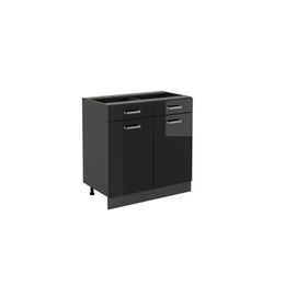 VICCO Schubunterschrank K&uuml;chenschrank R-Line Solid Anthrazit Schwarz 80 cm modern
