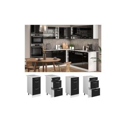 VICCO Schubladenunterschrank K&uuml;chenschrank R-Line Solid Wei&szlig; Schwarz 40 cm modern