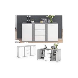 VICCO Sideboard Novelli Highboard Kommode Anrichte Schrank 2 T&uuml;ren Wei&szlig; Beton