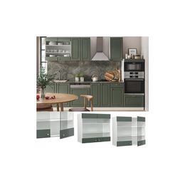 VICCO H&auml;ngeglasschrank K&uuml;chenschrank K&uuml;chenm&ouml;bel Fame-Line Wei&szlig; Gr&uuml;n-Gold Landhaus 80 cm K&uuml;che Einbauk&uuml;che H&auml;ngeschrank Glasschrank Dreht&uuml;r Einlegeboden K&uuml;chenzeile