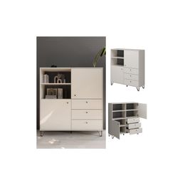 VICCO Sideboard Aldo Cashmere 124 x 135 cm Wohnzimmer 3 Schubladen 2 Türen