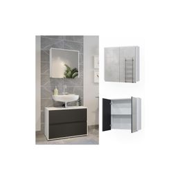 VICCO Spiegelschrank Maltin Wei&szlig; Anthrazit 60 x 60 cm Badezimmer