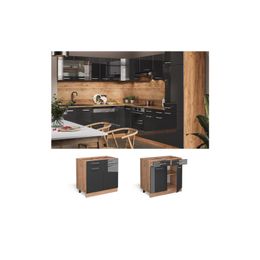 VICCO Schubunterschrank K&uuml;chenschrank K&uuml;chenzeile R-Line 80 cm Goldkraft Anthrazit